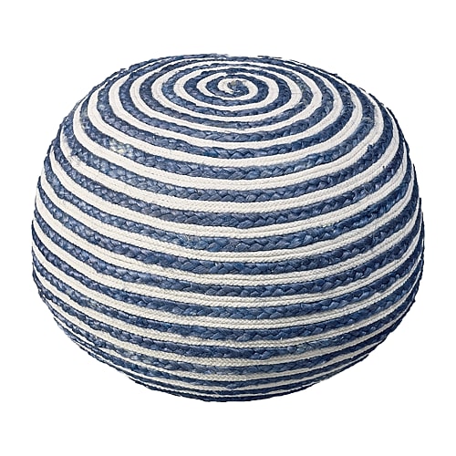 LR Home Ellie 14 Handmade Jute Pouf  One Size  Blue
