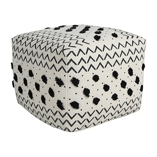 Click here for LR Home Verena 14 Handmade Cotton Pouf in Black/Wh... prices