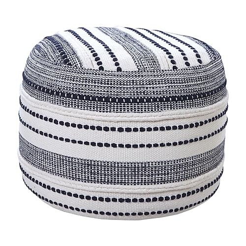 Click here for LR Home Fenric 14 Handmade Cotton Pouf in Blue/Whi... prices