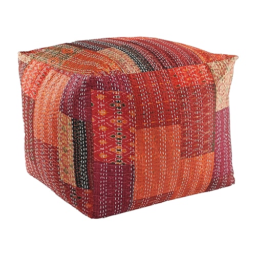 Click here for LR Home Wales 20 Handmade Pouf in Red Patchwork  O... prices