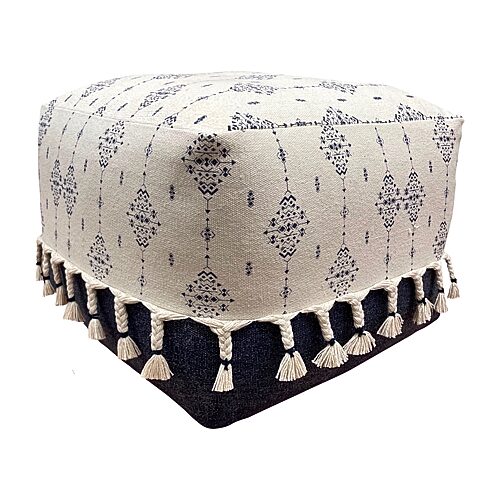 Click here for LR Home Torquil 14 Handwoven Cotton Pouf in Blue/W... prices