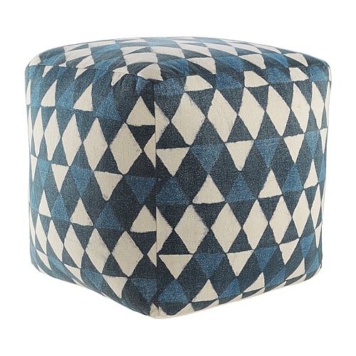 Click here for LR Home Carmel 20 Handmade Cotton Pouf in Blue/Cre... prices
