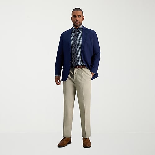 Click here for Haggar Mens Premium No Iron Khaki Classic Fit Plea... prices