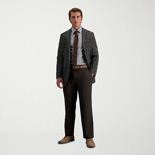 Click here for Haggar Mens Eclo Stria Classic Fit Flat Front Hidd... prices