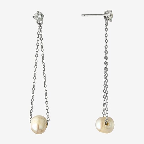 Click here for Silver Treasures Womens White Simulated Pearl Ster... prices
