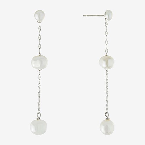 Click here for Silver Treasures Womens White Simulated Pearl Ster... prices