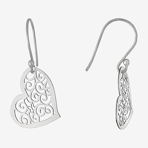 Click here for Athra Sterling Silver Scroll Heart Shaped Drop Ear... prices