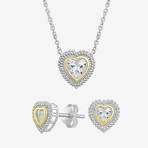 Click here for Womens Cubic Zirconia 10K Gold Sterling Silver Hea... prices