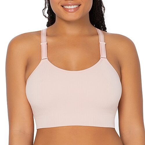 Curvy Couture Smooth Seamless Comfort Wireless Longline Bra-1332  Medium  Pink
