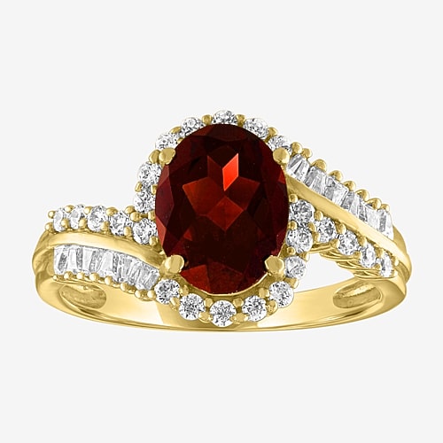 Click here for Womens Genuine Red Garnet 14K Gold Over Silver Ova... prices