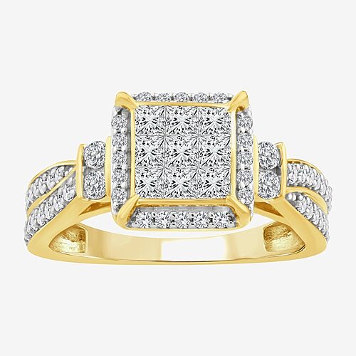 Click here for Womens Natural White Diamond 10K Gold Halo Engagem... prices