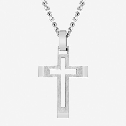 Click here for Mens Stainless Steel Cross 24 Inch Pendant Necklac... prices