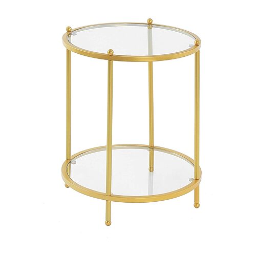 Click here for Royal Crest 2 Tier Round Glass End Table with Shel... prices