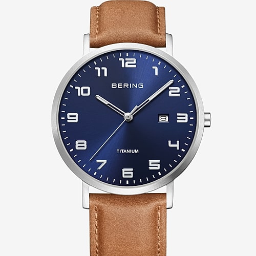 Click here for Bering Mens Brown Leather Strap Watch 18640-567  O... prices
