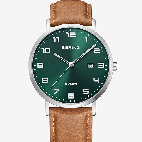 Click here for Bering Mens Brown Leather Strap Watch 18640-568  O... prices