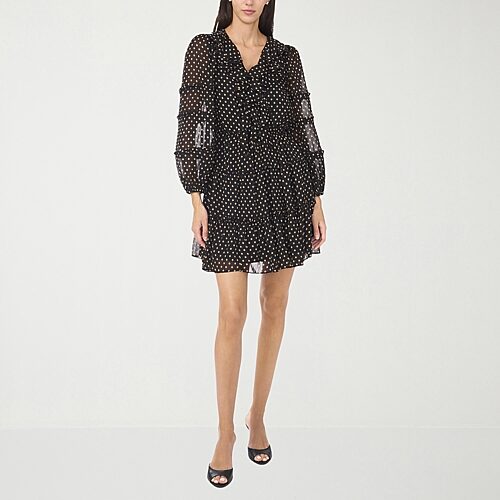Click here for CeCe Womens V Neck Long Sleeve Balloon Polka Dot F... prices
