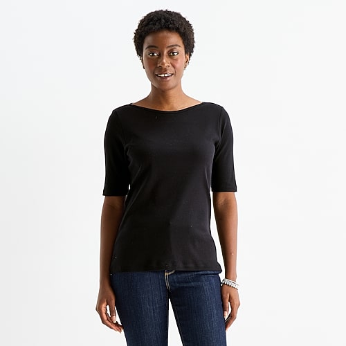Click here for St. Johns Bay Womens Boat Neck Elbow Sleeve T-Shir... prices