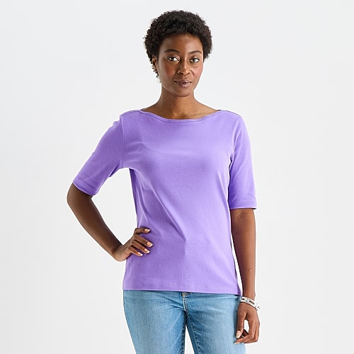 Click here for St. Johns Bay Womens Boat Neck Elbow Sleeve T-Shir... prices