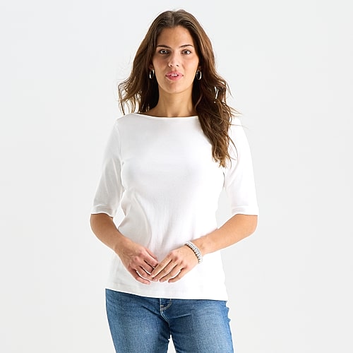 Click here for St. Johns Bay Womens Boat Neck Elbow Sleeve T-Shir... prices