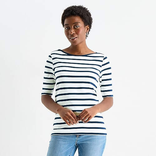 Click here for St. Johns Bay Womens Boat Neck Elbow Sleeve T-Shir... prices