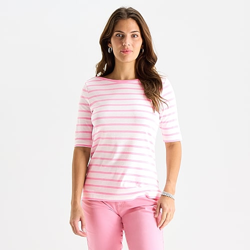 Click here for St. Johns Bay Womens Boat Neck Elbow Sleeve T-Shir... prices