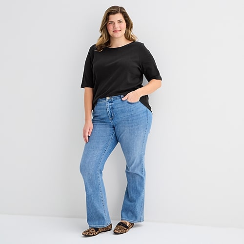 Click here for St. Johns Bay Womens Plus Boat Neck Elbow Sleeve T... prices