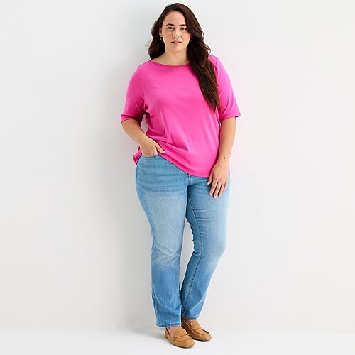 Click here for St. Johns Bay Womens Plus Boat Neck Elbow Sleeve T... prices