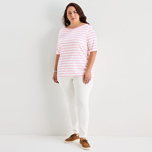 Click here for St. Johns Bay Womens Plus Boat Neck Elbow Sleeve T... prices