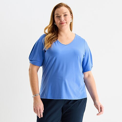 Click here for Liz Claiborne Womens Plus V Neck Short Sleeve Blou... prices
