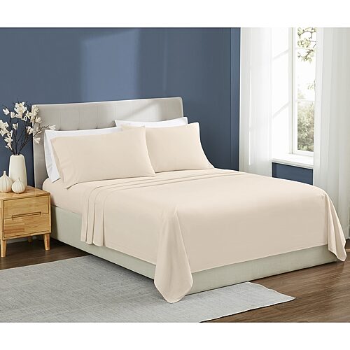 Brooklyn Loom Essential Cotton Deep Pocket Sheet Set  One Size  Beige