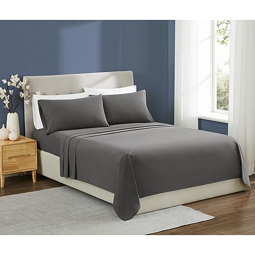 Brooklyn Loom Essential Cotton Deep Pocket Sheet Set  One Size  Gray