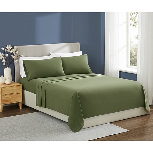 Brooklyn Loom Essential Cotton Deep Pocket Sheet Set  One Size  Green