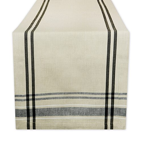 Chambray French Stripe Table Runner 14 x 72 - Black