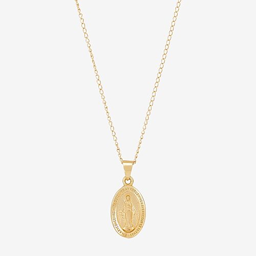 Click here for Miraculous Medal Girls 14K Gold Oval 13 Inch Penda... prices