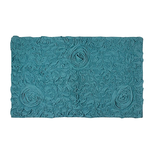 Home Weavers Bell Flower Bath Rug  24 x 40 - Blue