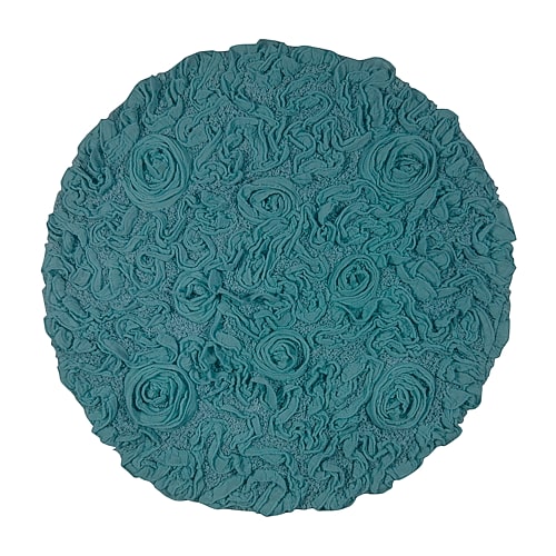 Home Weavers Bell Flower Bath Rug  30 Round - Blue