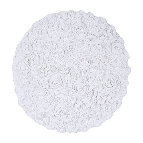 Home Weavers Bell Flower Bath Rug  30 Round - White