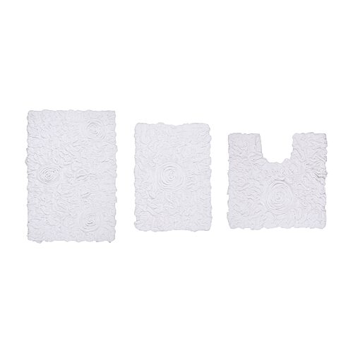 Home Weavers Bell Flower 3-Pc. Bath Rug Set - White