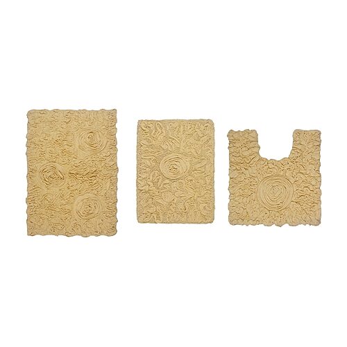 Home Weavers Bell Flower 3-Pc. Bath Rug Set - Butter