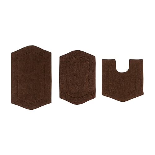 Home Weavers Waterford 3-Pc. Bath Rug Set - Chocolate