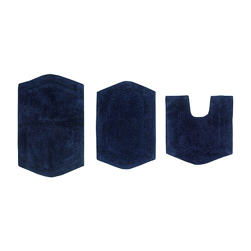 Home Weavers Waterford 3-Pc. Bath Rug Set - Navy Blue