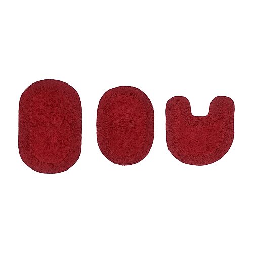 Home Weavers Double Ruffle 3-Pc. Bath Rug Set - Red