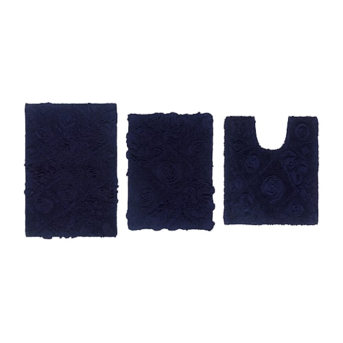 Home Weavers Modesto 3-Pc. Bath Rug Set - Navy Blue