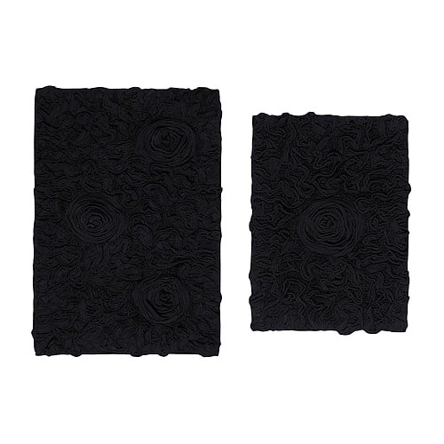 Home Weavers Bell Flower 2-Pc. Bath Rug Set - Black