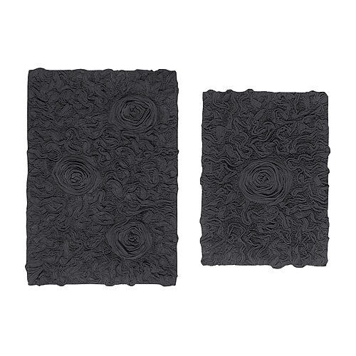 Home Weavers Inc Bellflower 2-pc. Quick Dry Bath Rug Set  One Size  Gray