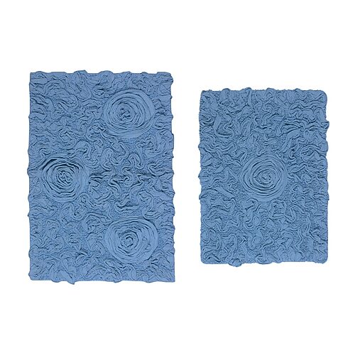 Home Weavers Bell Flower 2-Pc. Bath Rug Set - Sky Blue