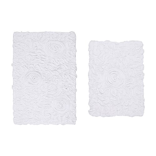 Home Weavers Bell Flower 2-Pc. Bath Rug Set - White
