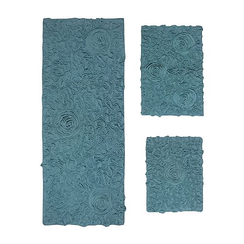 Click here for Home Weavers Bell Flower 3-Pc. Bath Rug Set - Blue prices