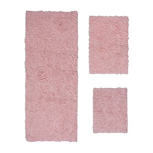 Home Weavers Bell Flower 3-Pc. Bath Rug Set - Pink