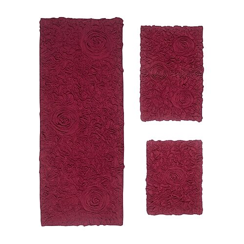 Home Weavers Bell Flower 3-Pc. Bath Rug Set - Red